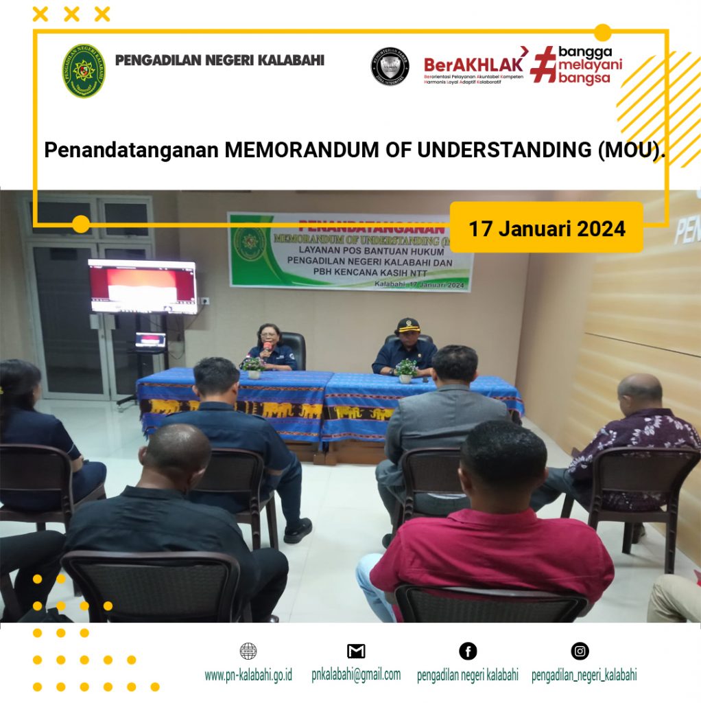 PENANDATANGANAN MEMORANDUNG OF UNDERSTANDING (MOU) POS BANTUAN HUKUM ...